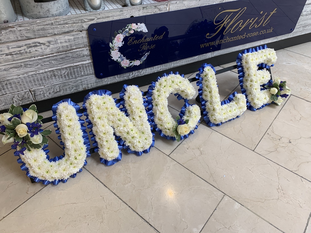 Funeral Letter Flower Arrangements – Enchanted Rose Florist