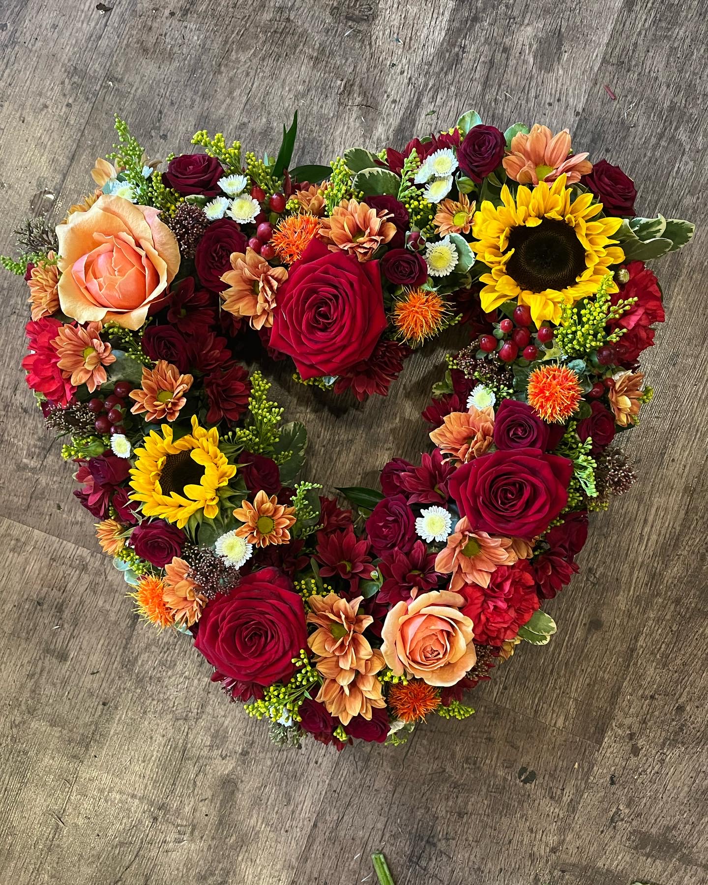 Open Heart Floral Tribute – Choice of colour – Enchanted Rose Florist
