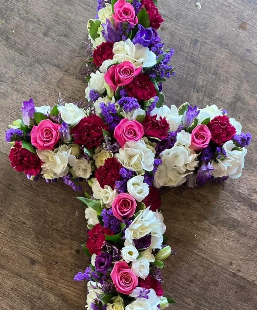 Funeral Coffin Cross – Mixed Flowers – Enchanted Rose Florist