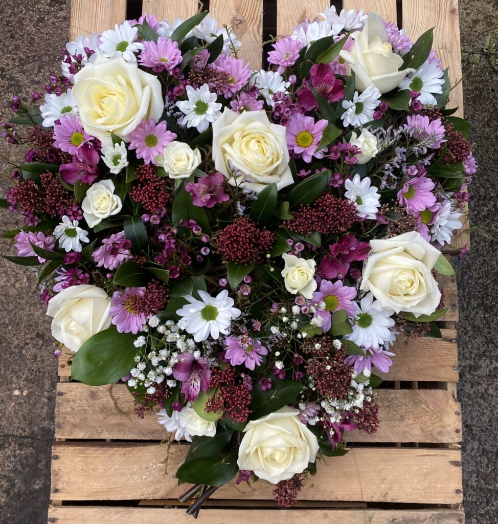 Funeral Full Heart Floral Tribute- Mixed Flowers – Enchanted Rose Florist